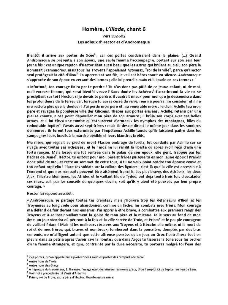 Adieux d'Hector et Andromaque | PDF | Hector | Troie