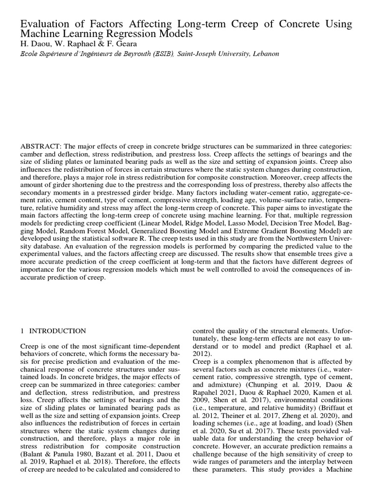 Factors Affecting Long-term Creep Using ML Models | PDF | Linear ... Factors Affecting Long-term Creep Using ML Models | PDF | Linear ...