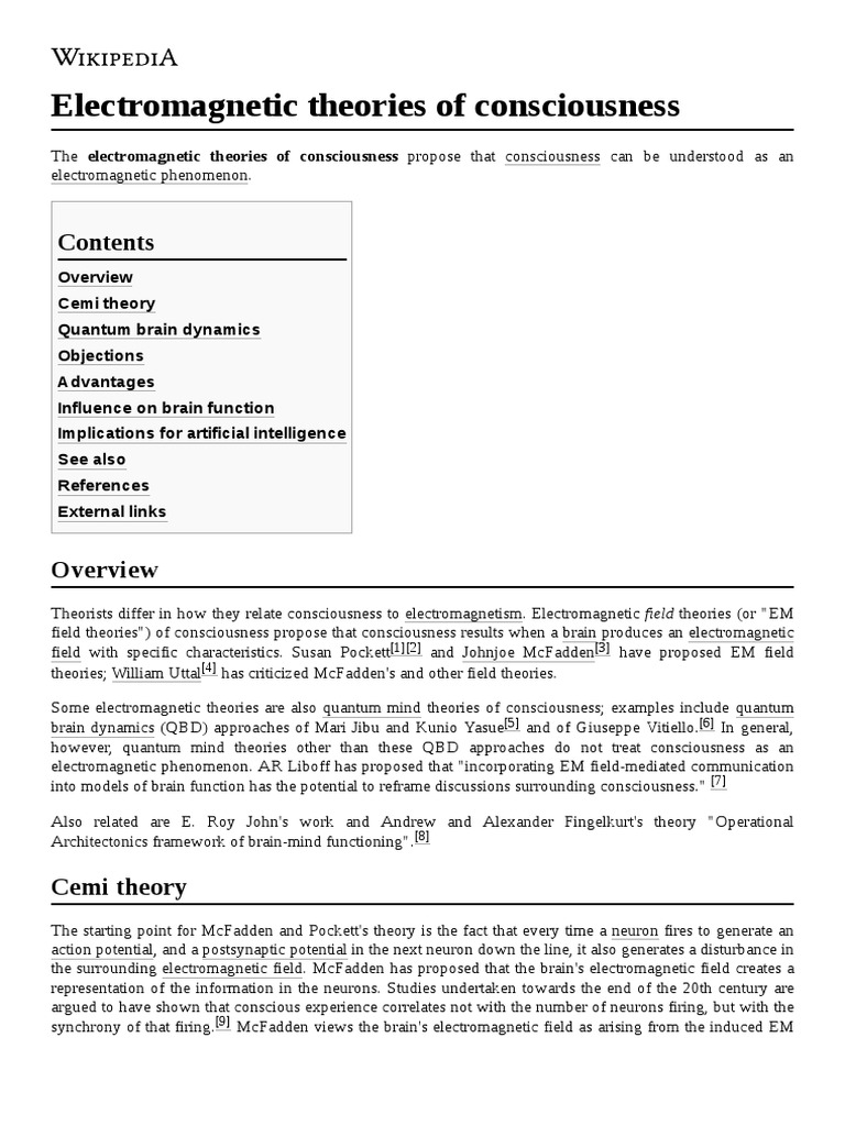 Electromagnetic Theories of Consciousness | PDF | Science | Cognitive Neuroscience