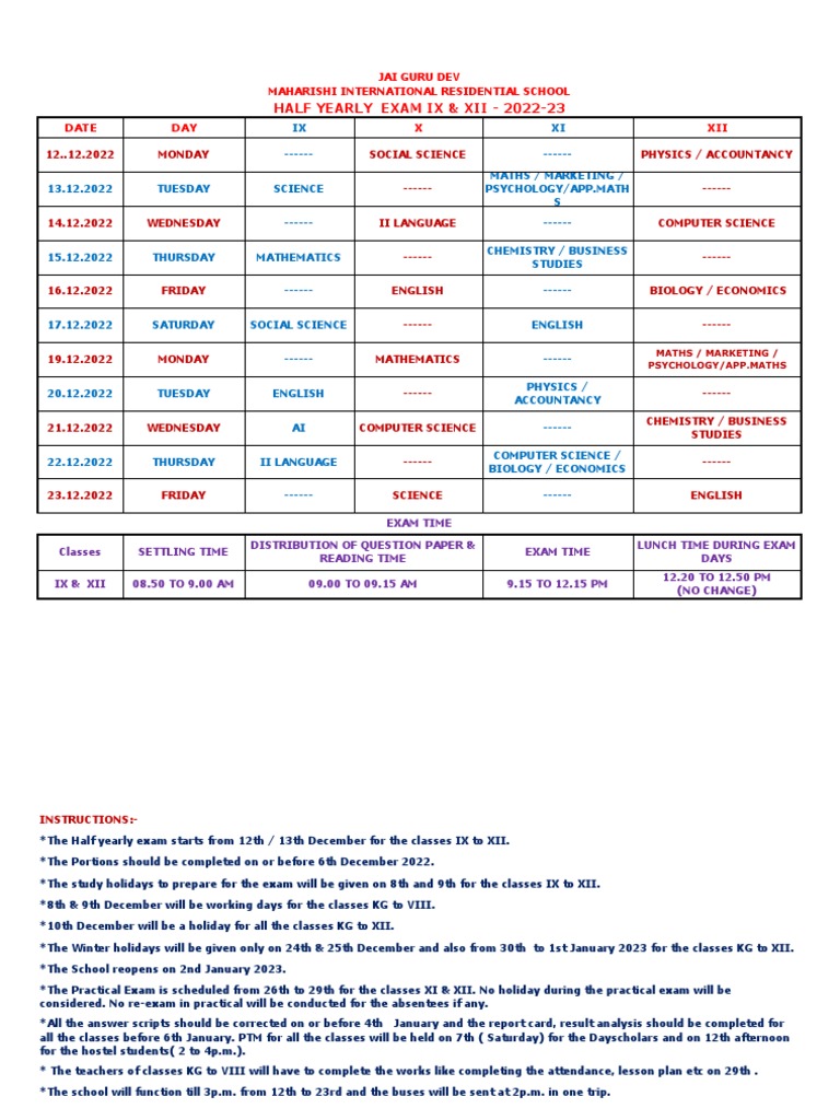 Half Yearly Exam 2022 | PDF | Science