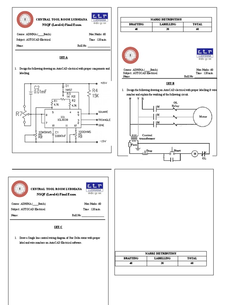 AutoCAD Electrical Exam Practice Sets | PDF | Electrical Engineering ...