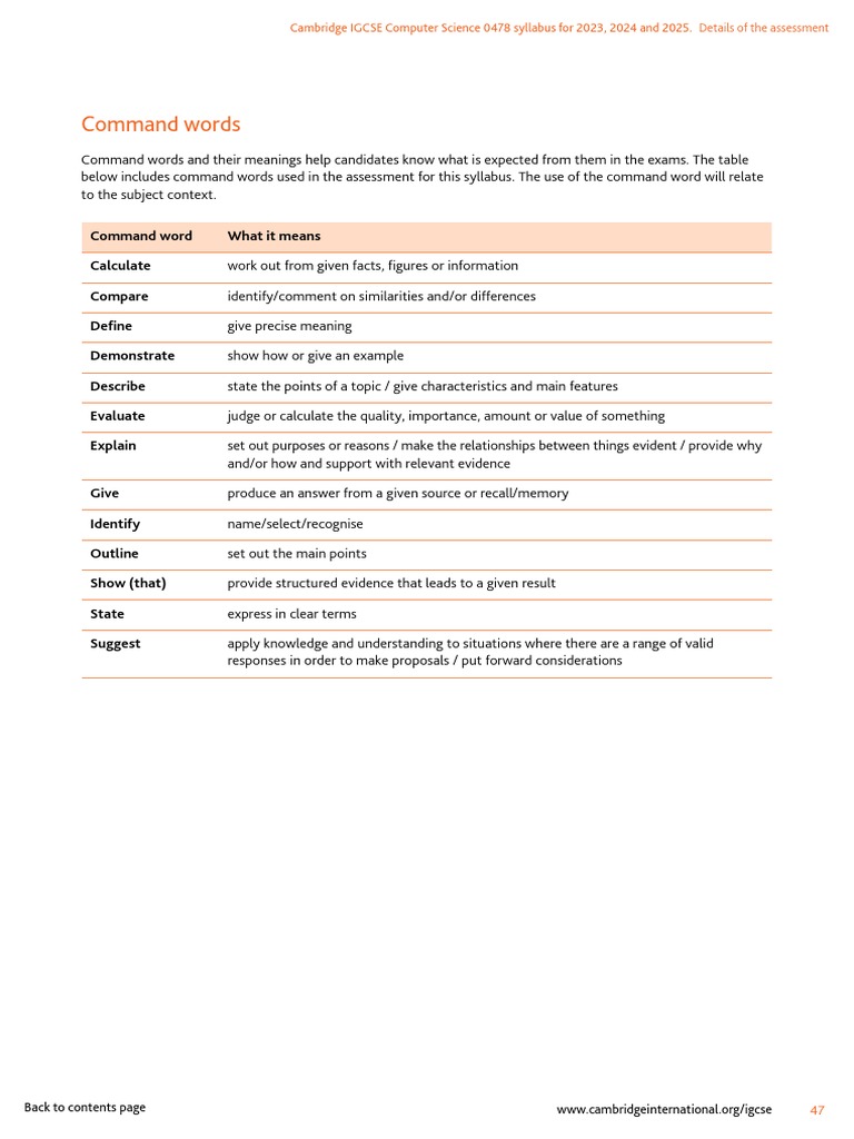 0478-Command Words | PDF