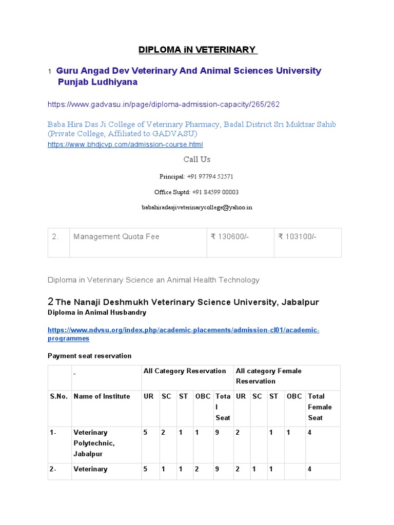 DIPLOMA in VETERINARY | PDF | Wellness | Technology & Engineering