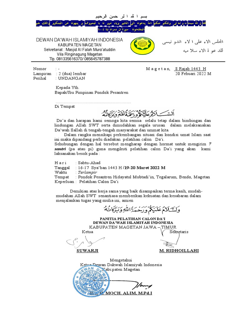 Surat-Surat Panitia Pelatihan | PDF