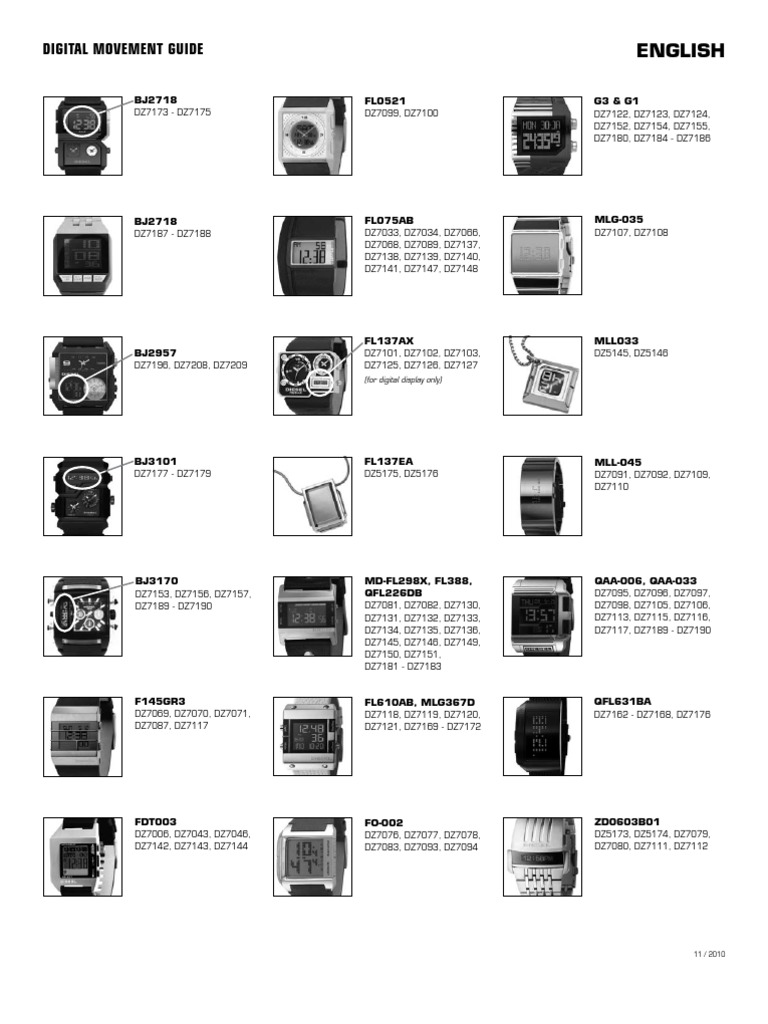 Digital Movement Guide Codes | PDF | Timer | Watch