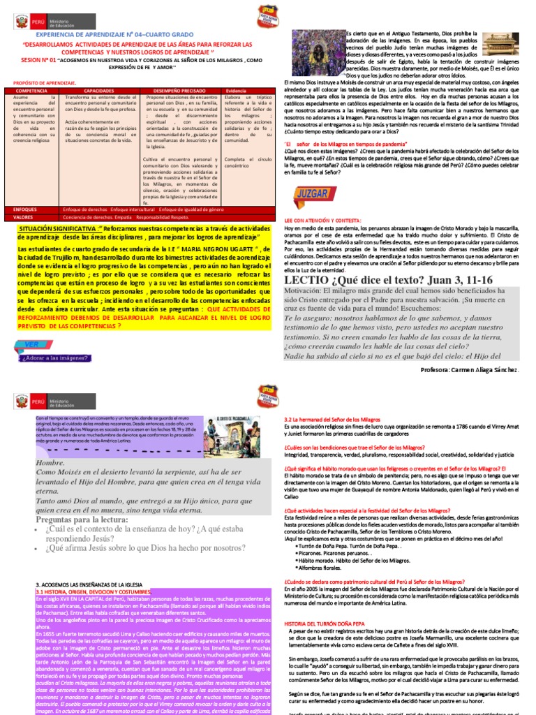 SESIÓN N°01 4to MNU - 4 EDA | PDF | Fe | Cristo (título)