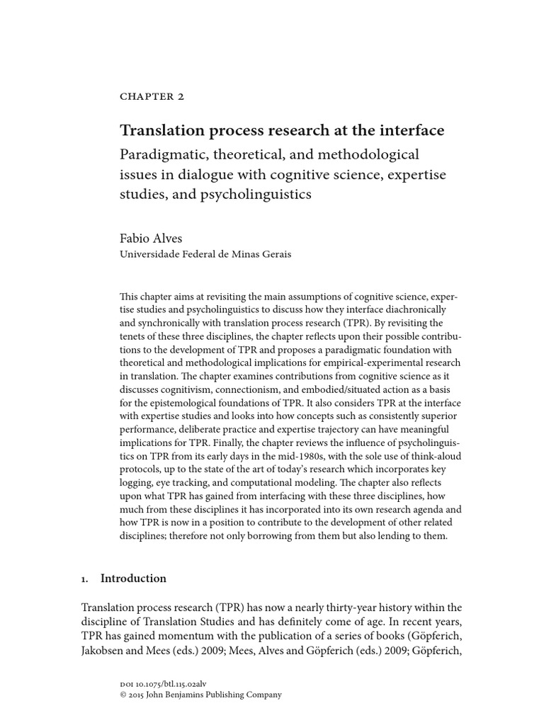 Translation Process Research | PDF | Expert | Cognitive Science