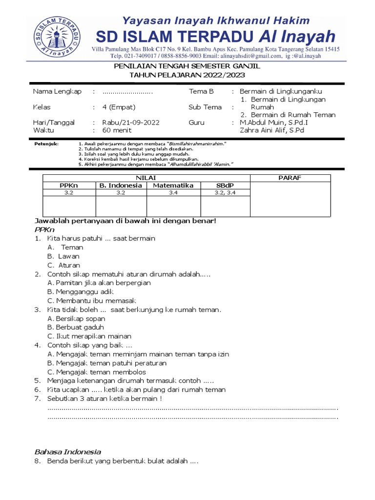 Tema 2b Sub 1 Dan 2 | PDF