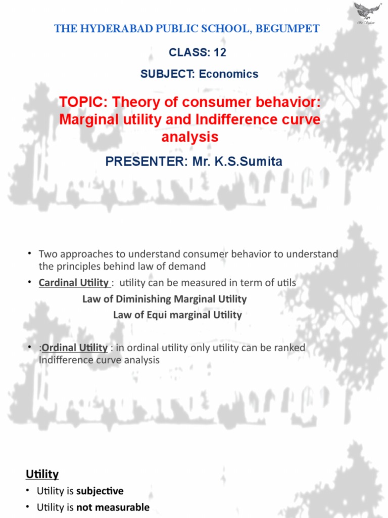 Consumer Behaviour Pdf Utility Marginal Utility