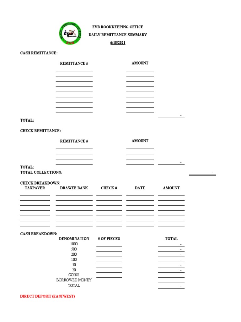 REMITTANCE NEW FORMAT | PDF | Cash | Business