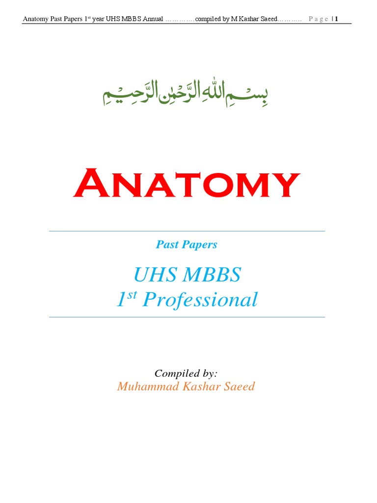Anatomy Past Papers 2009-2019 | PDF | Anatomy | Ankle