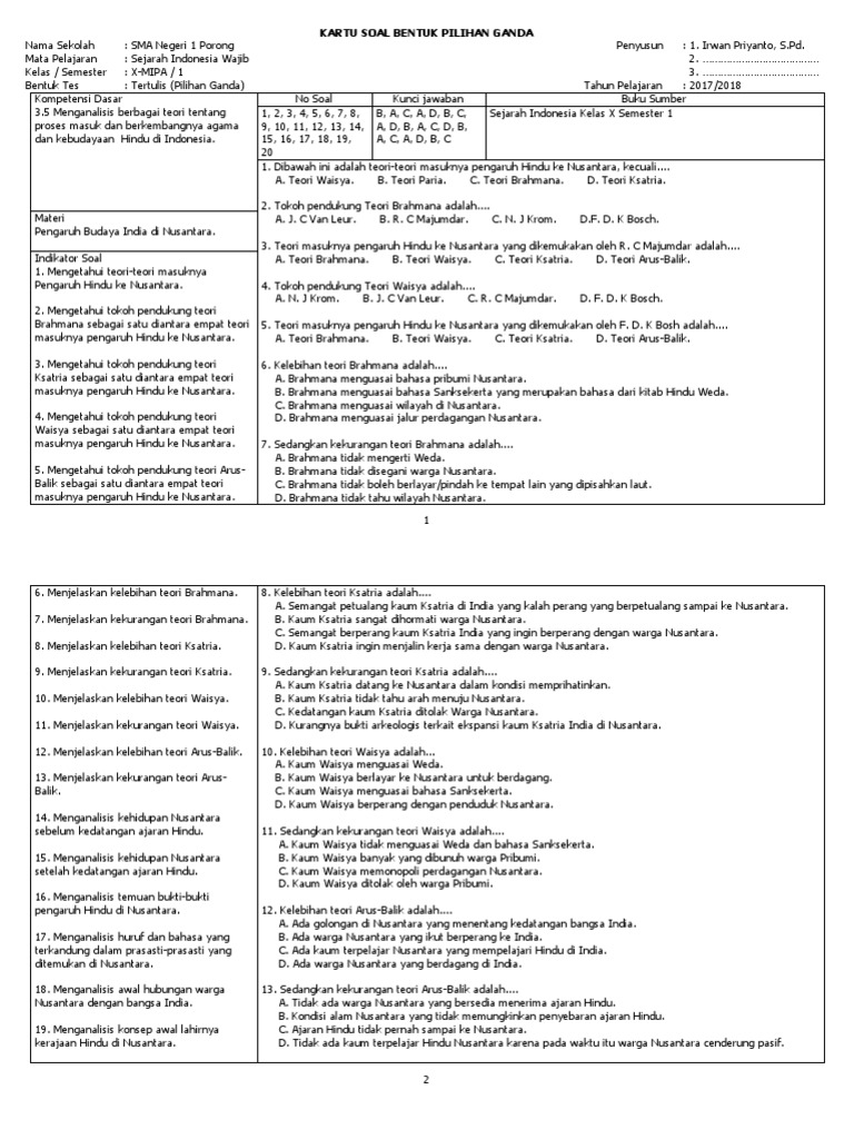 KARTU SOAL BENTUK PILIHAN GANDA - Lembar 2 | PDF | Perjalanan