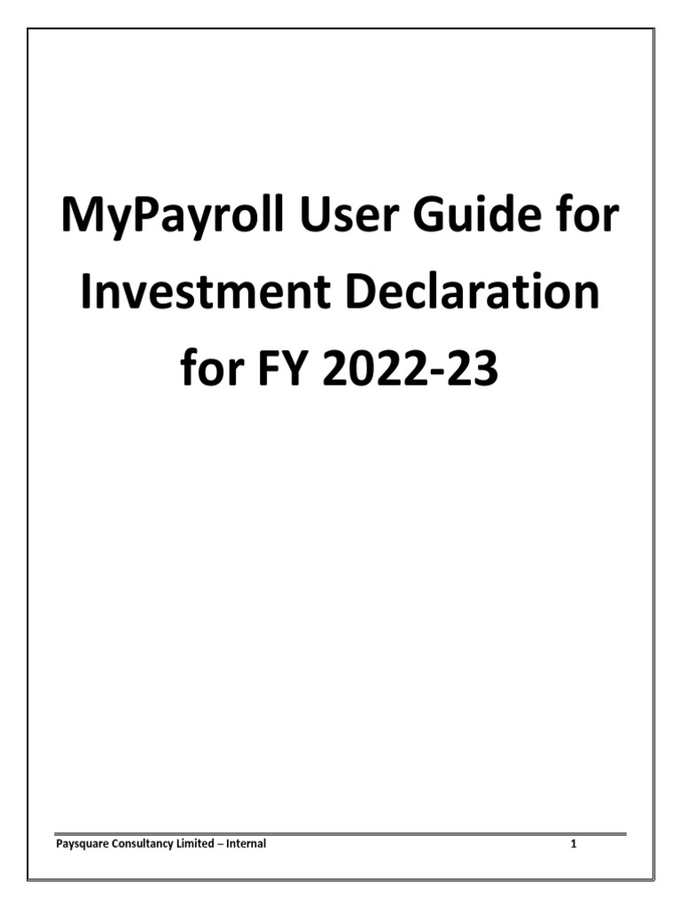Othuser Guide For Investment Declaration 22-23 - MyPayroll User Guide | PDF | Loans | Taxes