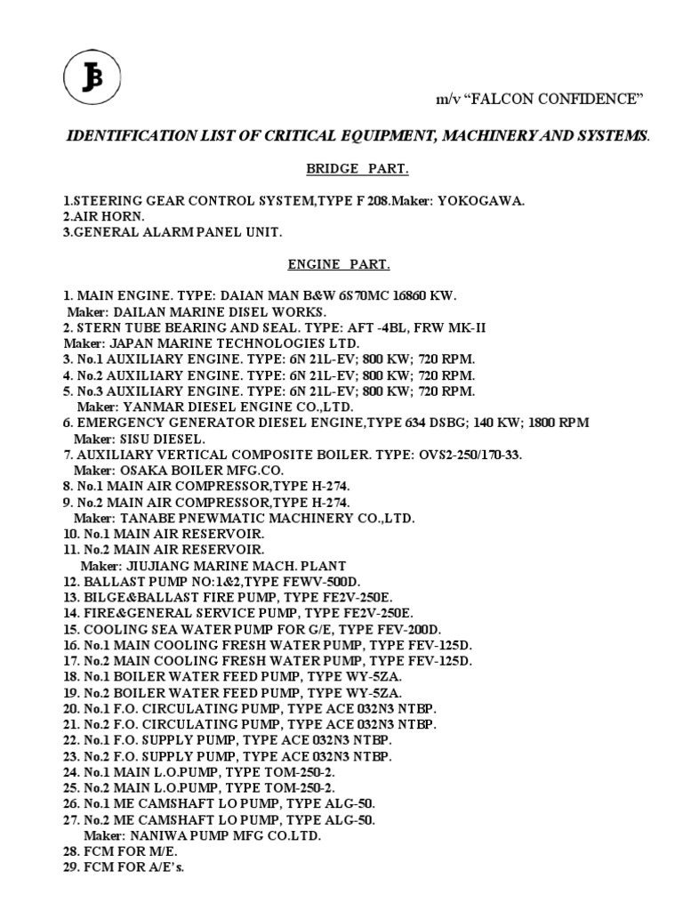 Critical Equipment | PDF | Manufactured Goods | Machines