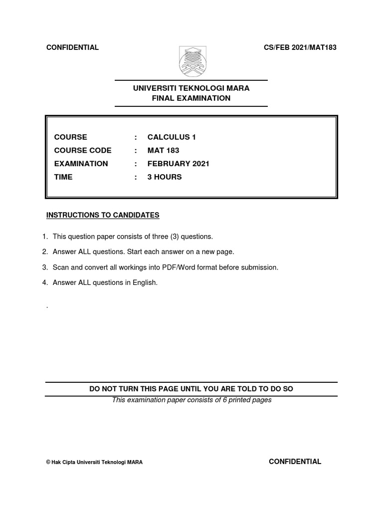 MAT183 - Final Assessment Feb 2021 Question | PDF | Discrete Mathematics | Theoretical Computer ...