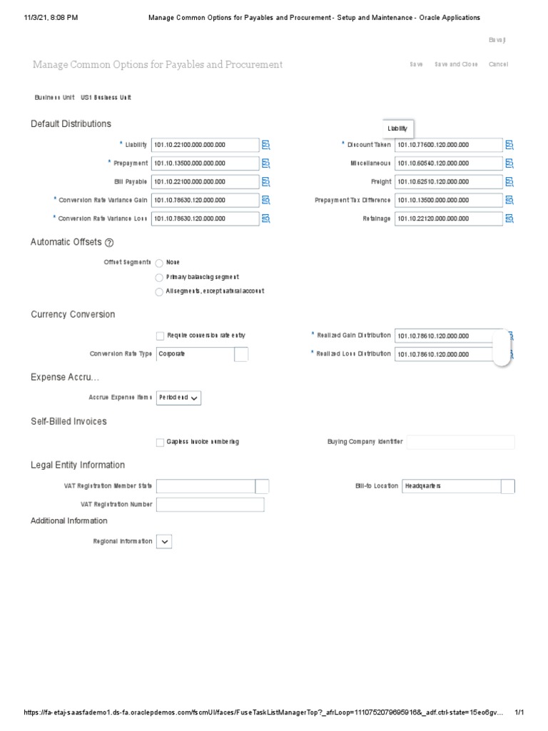 Manage Common Options For Payables and Procurement - US1 Business Unit | PDF | Value Added Tax ...