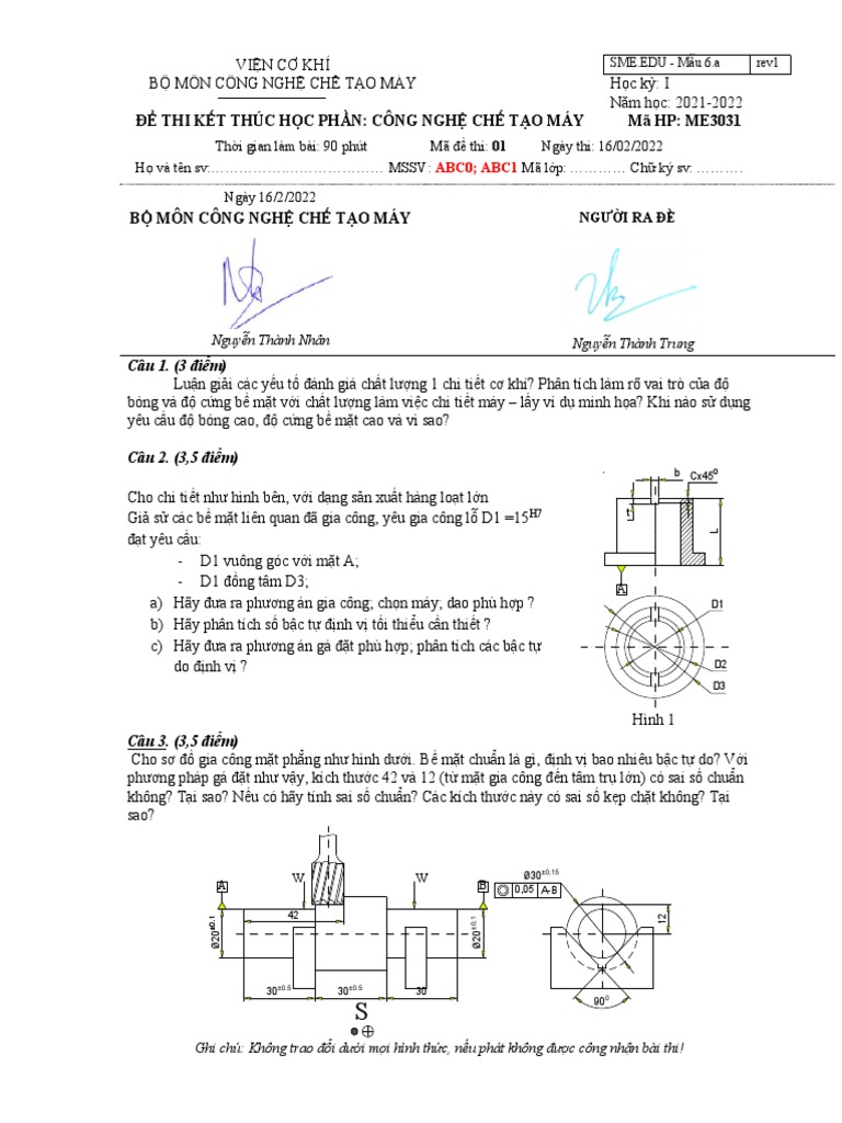 Me3031 CNCTM Duyet | PDF