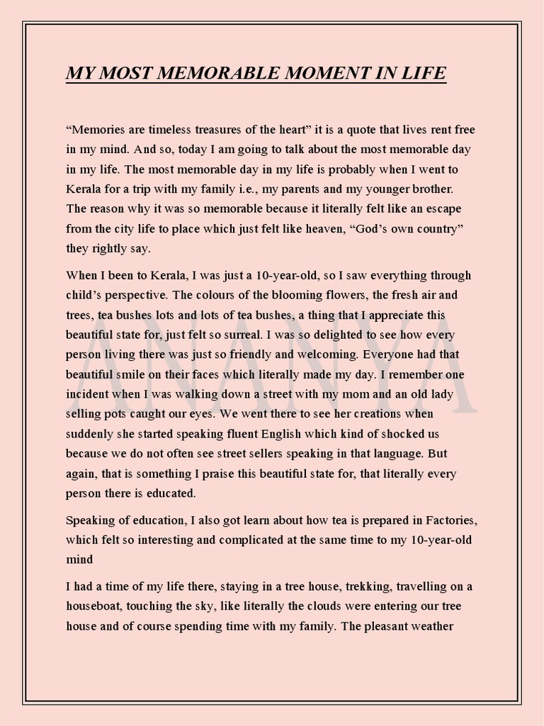 Most Memorable Moment in Life | PDF