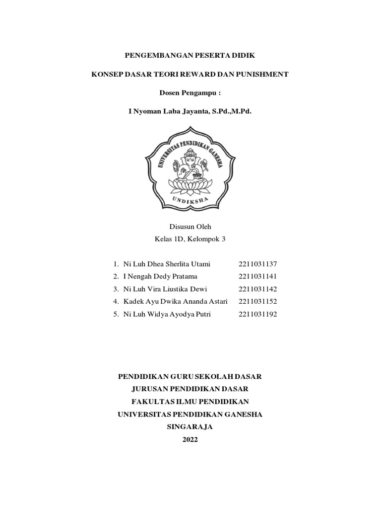 Konsep Dasar Teori Reward Dan Punishment - Kelompok 3 - PPD | PDF