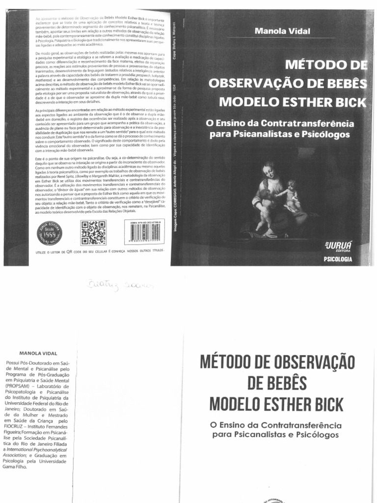 Livro - Metodo de Observação de Bebês Modelo Esther Bick - Vidal, M. | PDF