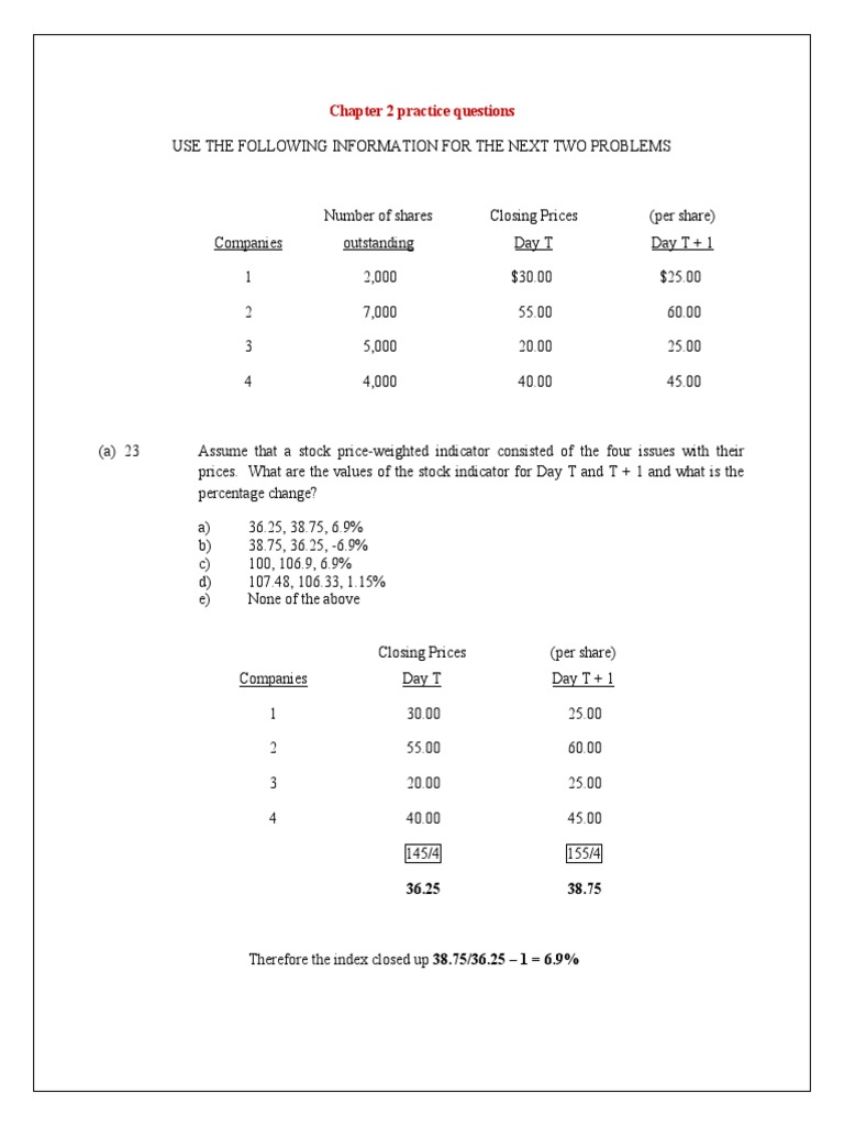Chapter 2 Questions and Answers | PDF | Stock Market Index | Bonds ...