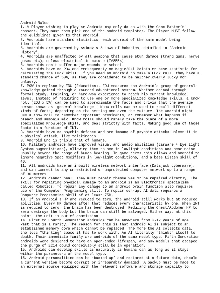 Android Rules | PDF | Backup | Android (Robot)