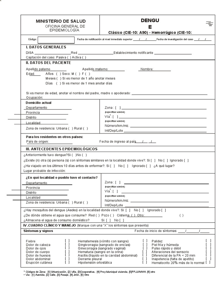 Ficha Dengue | PDF | Rabia | Medicina CLINICA