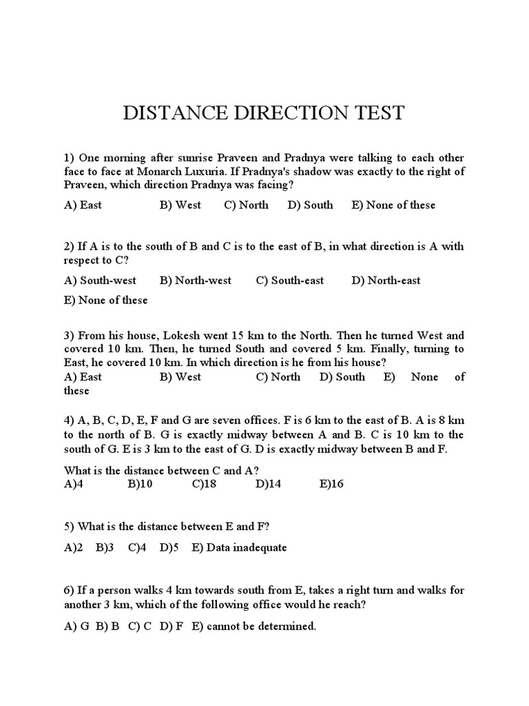 Direction Test | PDF