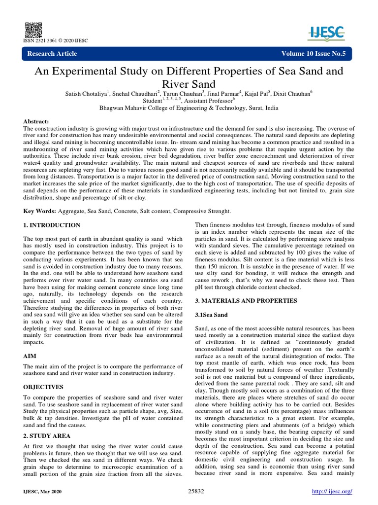 .An Experimental Study On Different Properties of Sea Sand and River ...