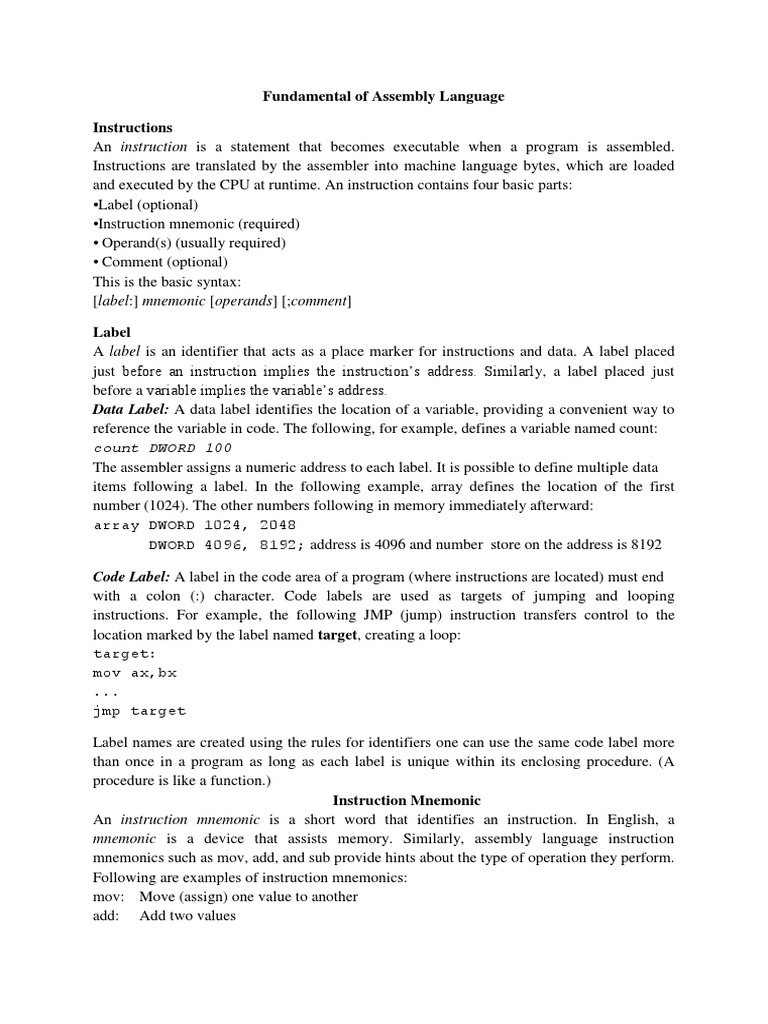 1595247580fundamental of Assembly Language | PDF | Assembly Language ...
