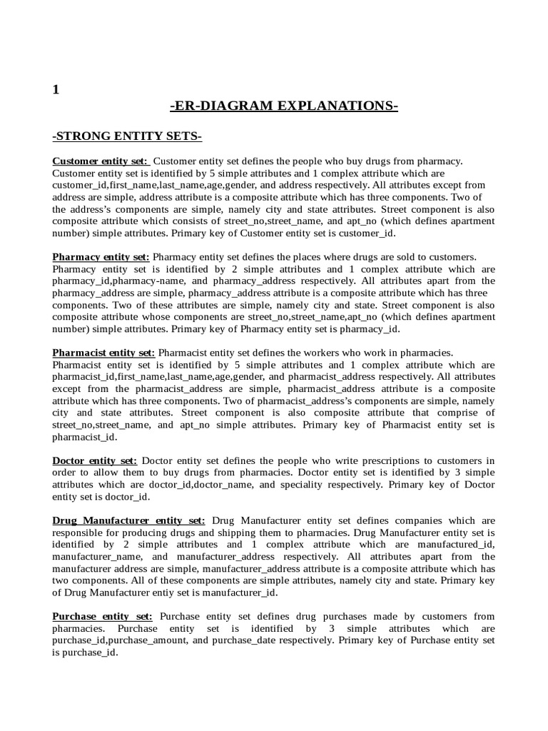 ER-Diagram Explanations | PDF | Pharmacy | Drugs
