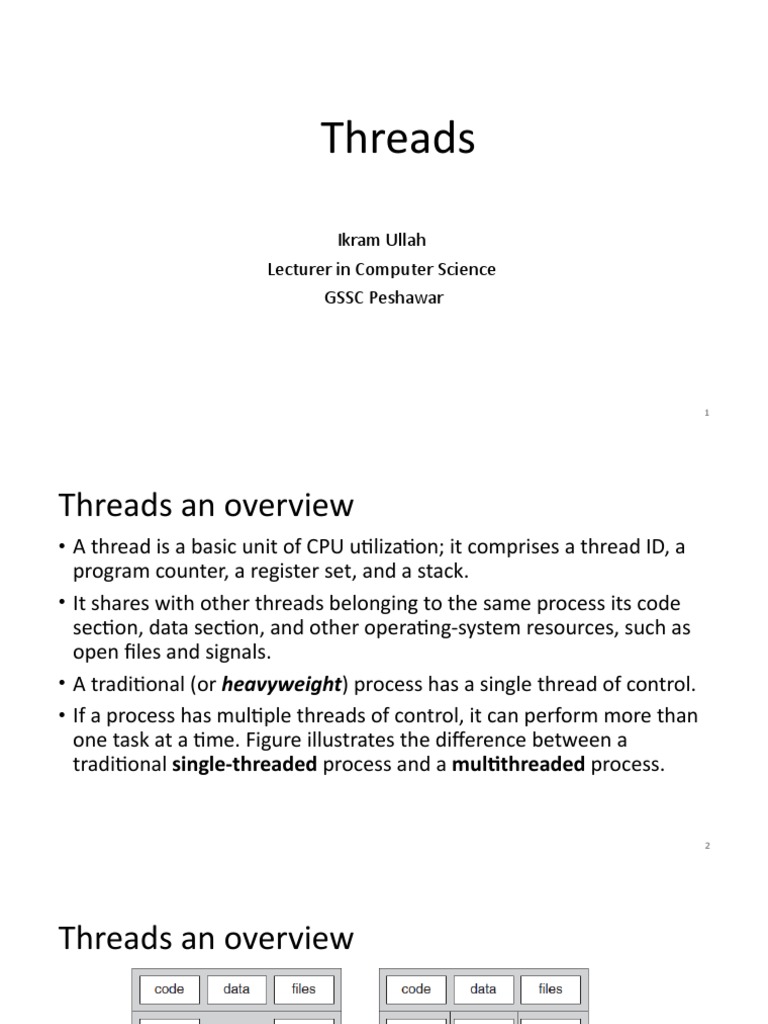 Lecture 4 Threads-1 | PDF | Thread (Computing) | Process (Computing)