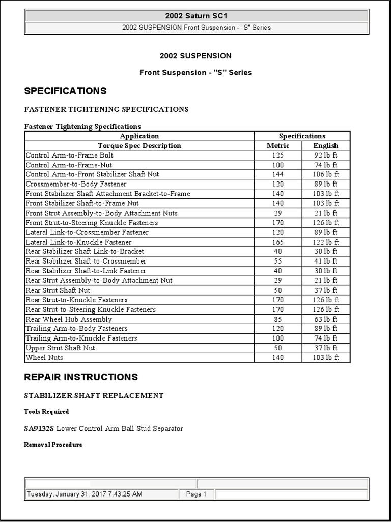 SUSPENSION Front Suspension - S Series | PDF | Axle | Steering