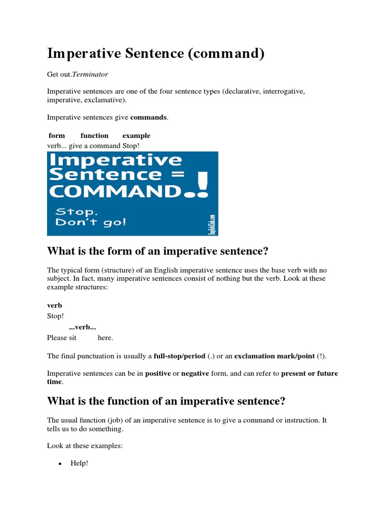 Imperative Sentence | PDF | Sentence (Linguistics) | Linguistics