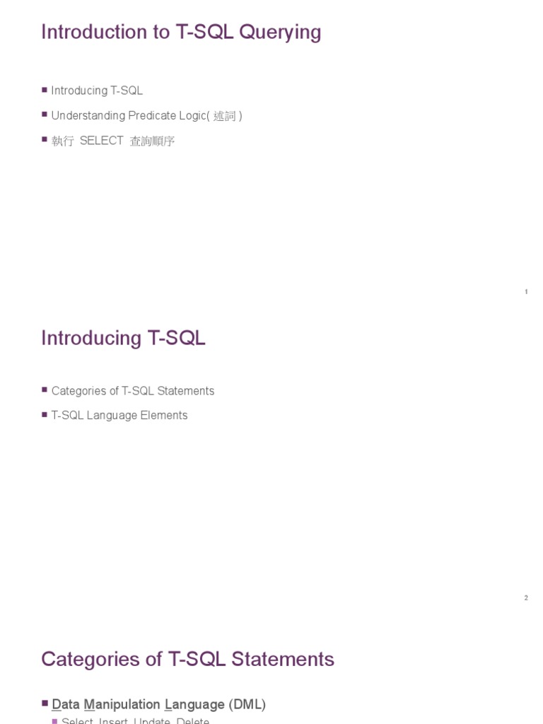 SQL 1 T SQL Querying | PDF | Business | Computers SQL 1 T SQL Querying | PDF | Business | Computers