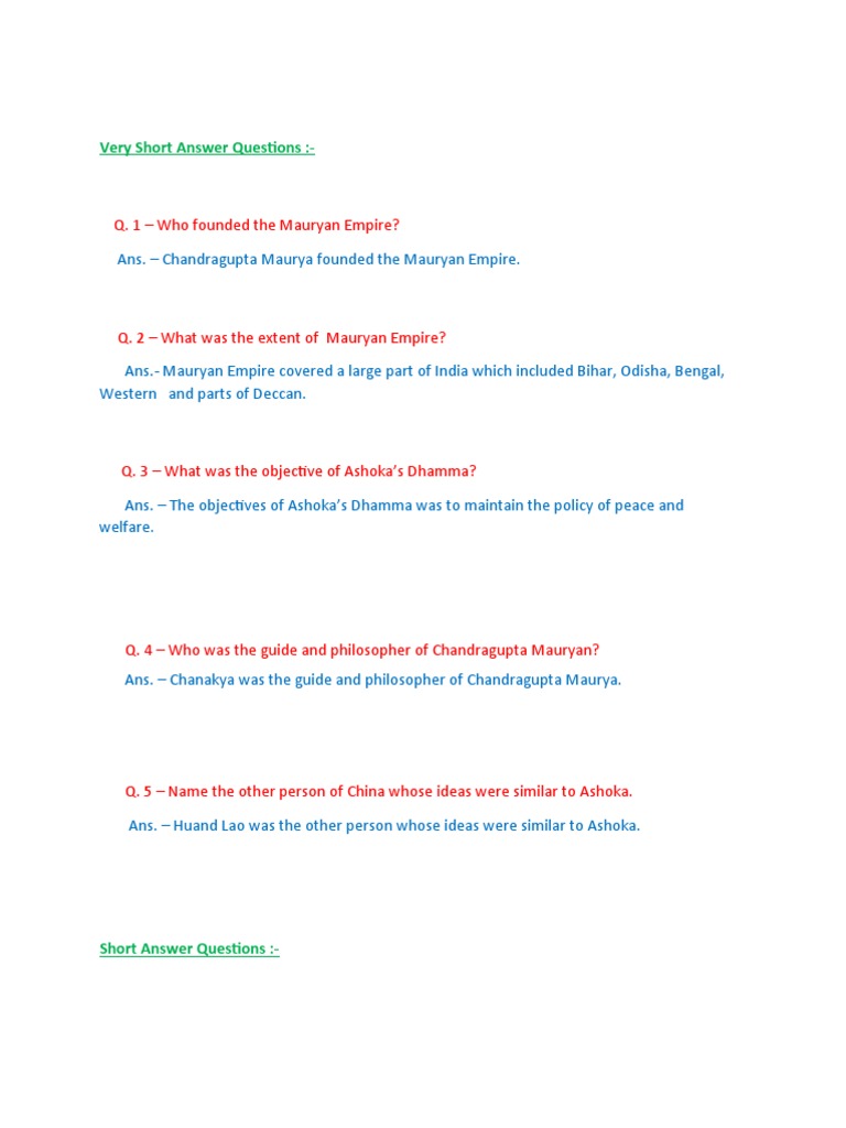 Very Short Answer Questions | PDF