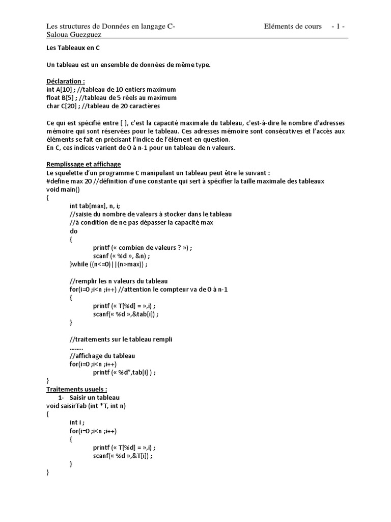 Struct Donnees | PDF | Pointeur (programmation) | C (Langage de programmation)