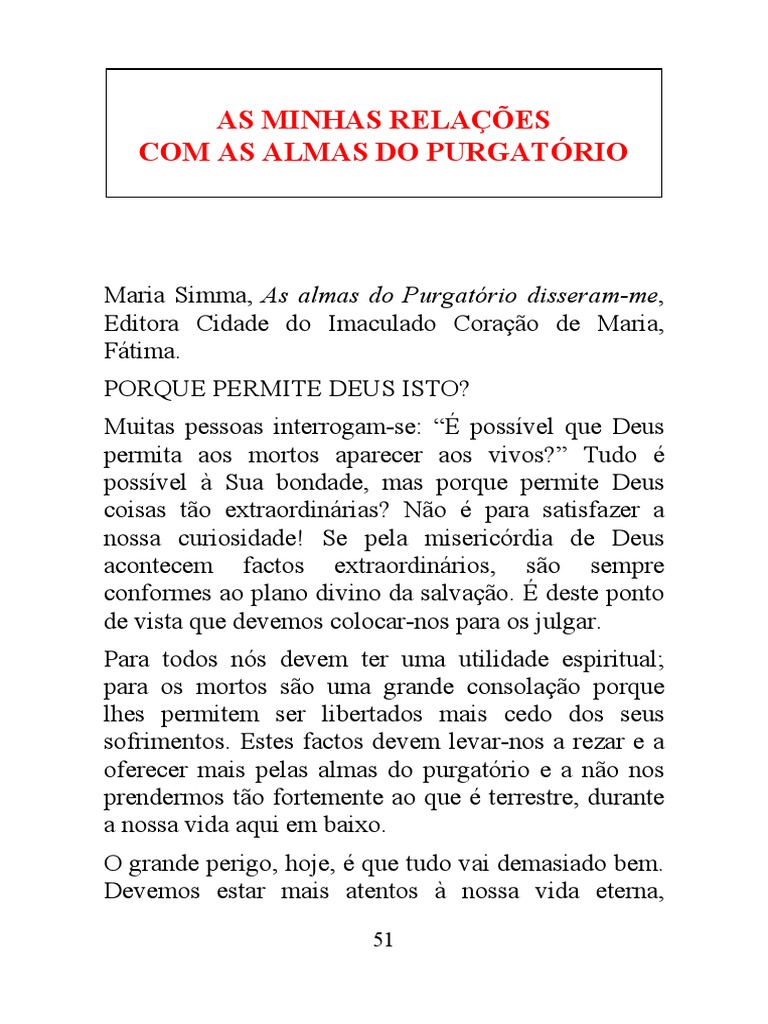 As Almas Do Purgatario Disseram Me Maria Simma | PDF | Purgatório | Alma
