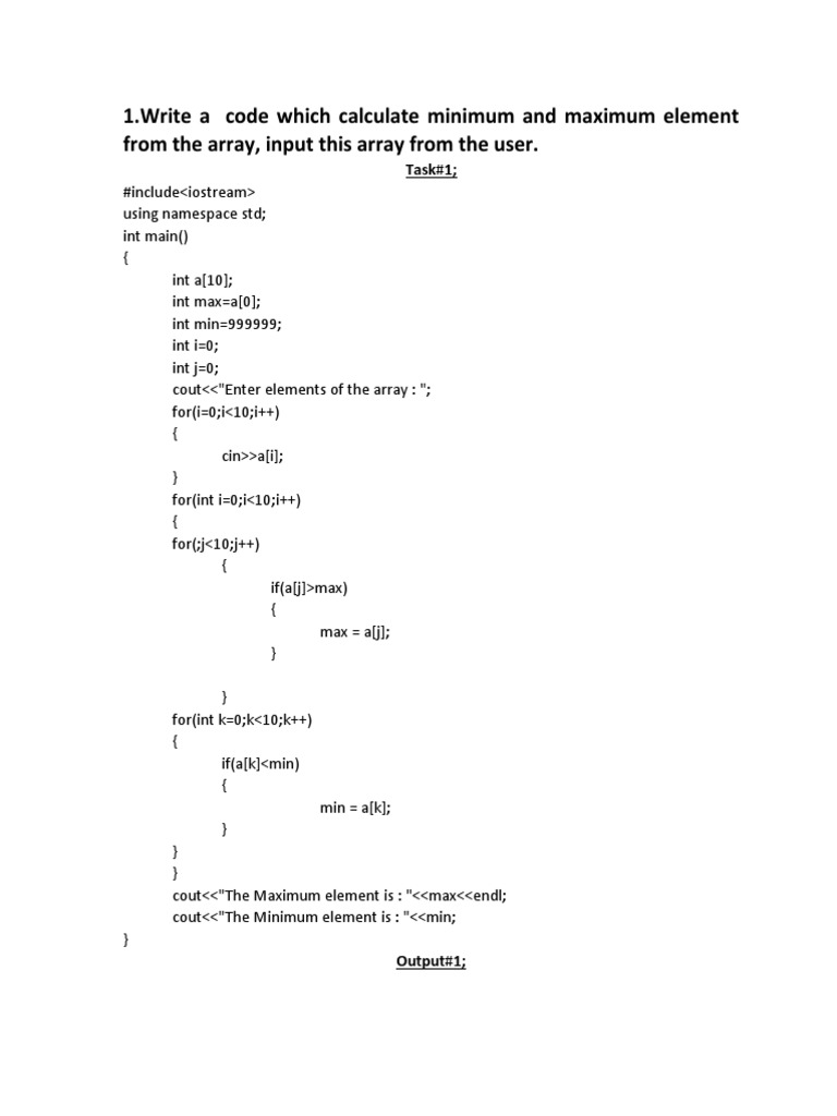 1.write A Code Which Calculate Minimum and Maximum Element From The ...