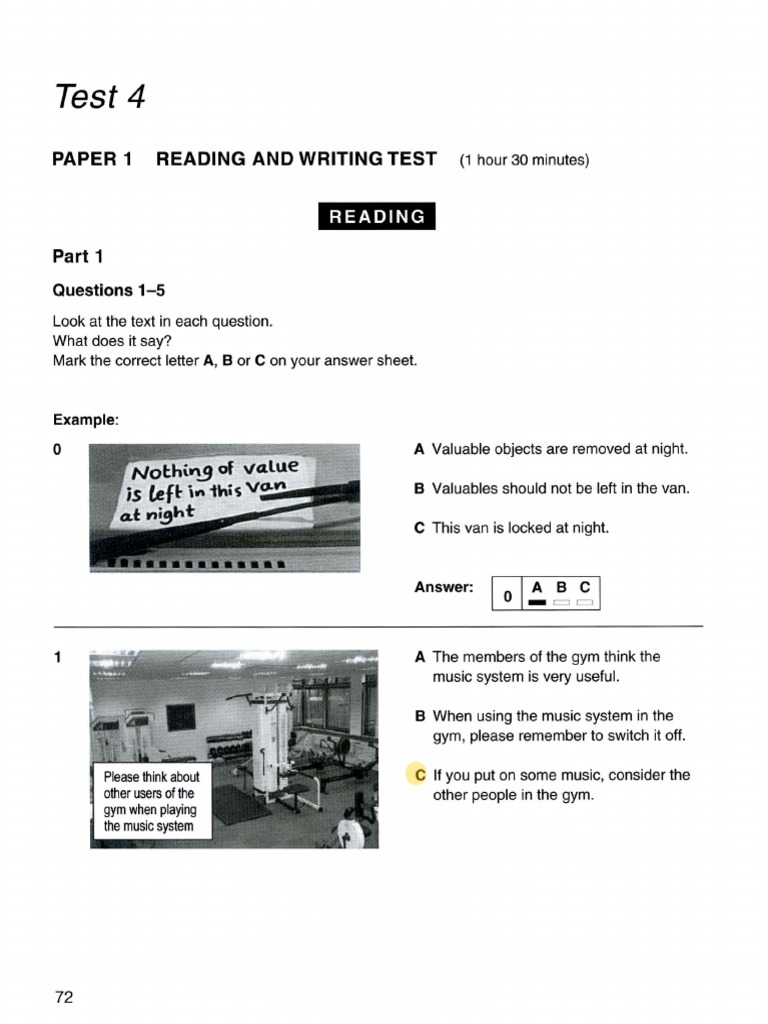 PET - Reading Test 04 | PDF