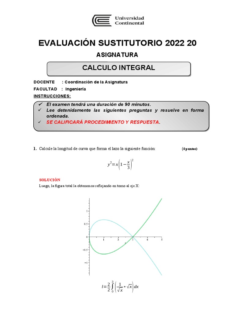 EXAMEN SUSTITUTORIO Calculo Integral - 2022 20 | PDF | Integral | Física teórica
