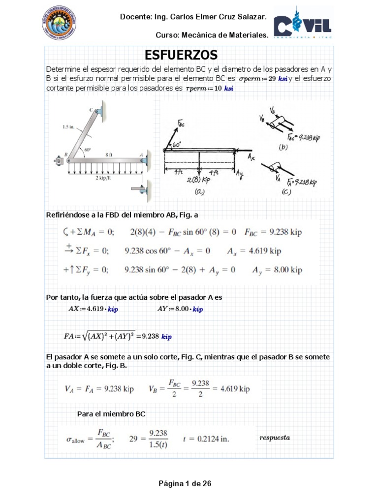 Ejemplos Resueltos Por Ver Esfuerzo y Deformacion PDF | PDF | Resistencia de materiales | Pascal ...