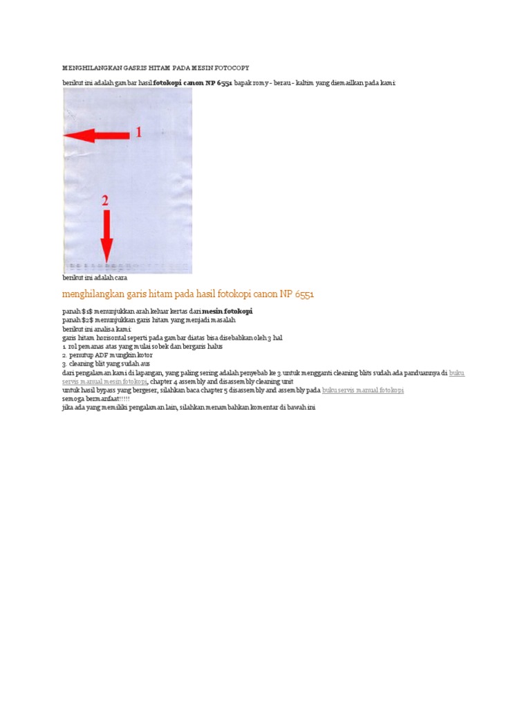 Menghilangkan Gasris Hitam Pada Mesin Foto | PDF