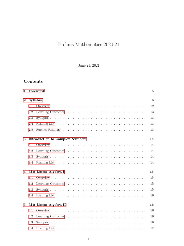 Mathematics Prelims Syllabus 2021-22 | PDF | Group (Mathematics ...
