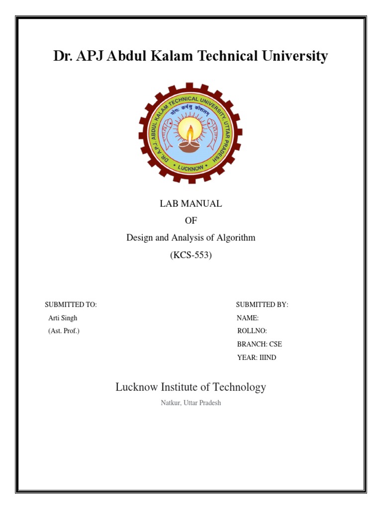Design and Analysis of Algorithm (Lab) | Download Free PDF | Computer ... Design and Analysis of Algorithm (Lab) | Download Free PDF | Computer ...