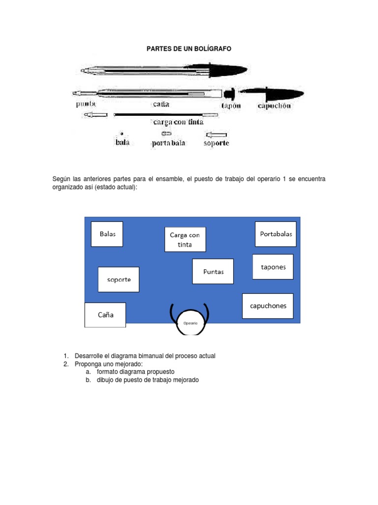 Partes de Un Bolígrafo (Diagrama Bimanual) | PDF