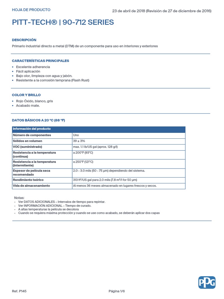 Pitt Tech DTM Primer es-MX - P145 | PDF | Abrasivo | Agua