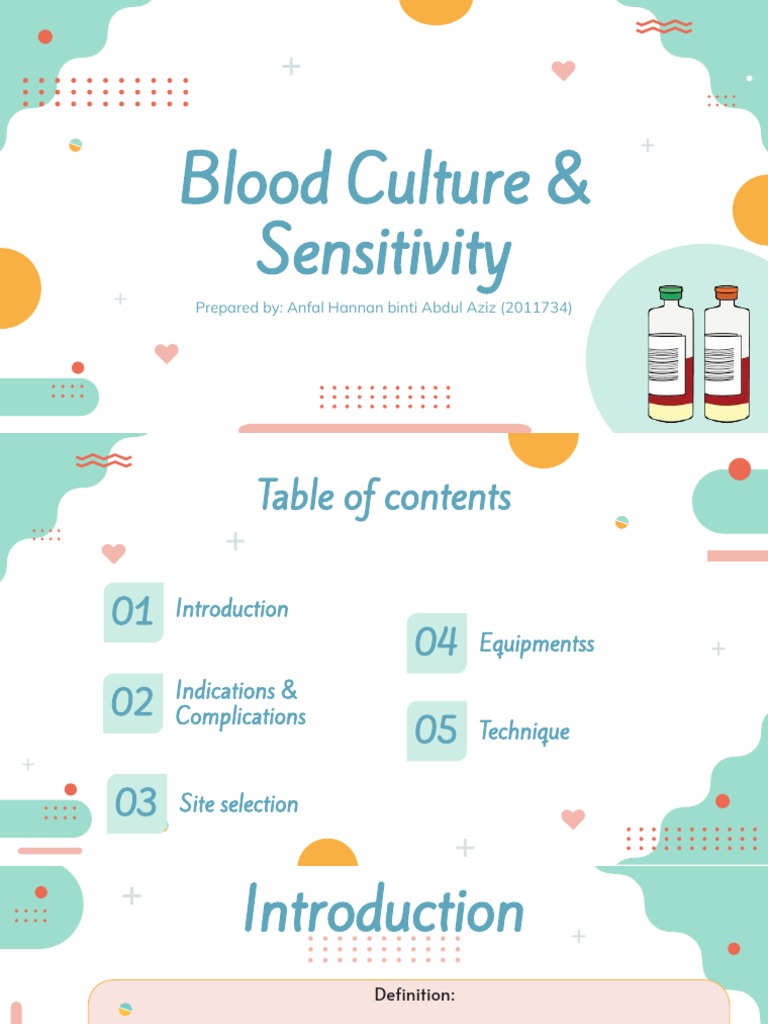 Blood Culture & Sensitivity Procedure Guide | PDF | Diseases And ...