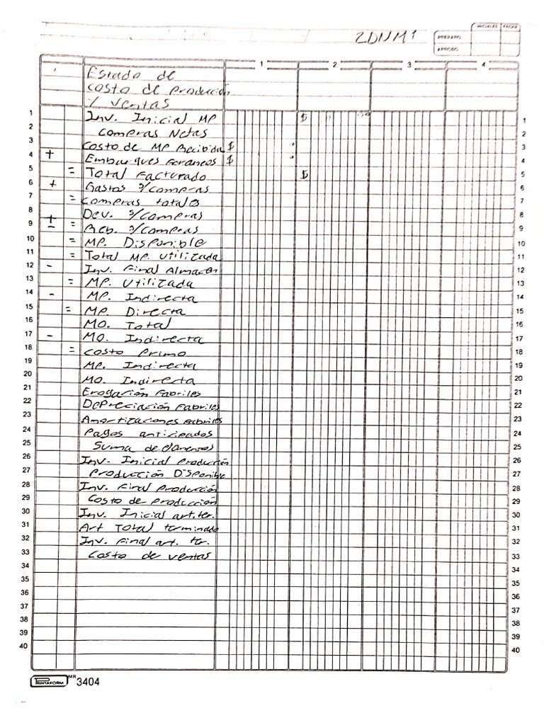 hoja de contá | PDF