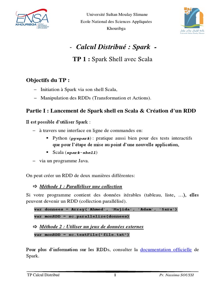 TP Spark Shell : Initiation à Scala | PDF | Apache Spark | Informatique